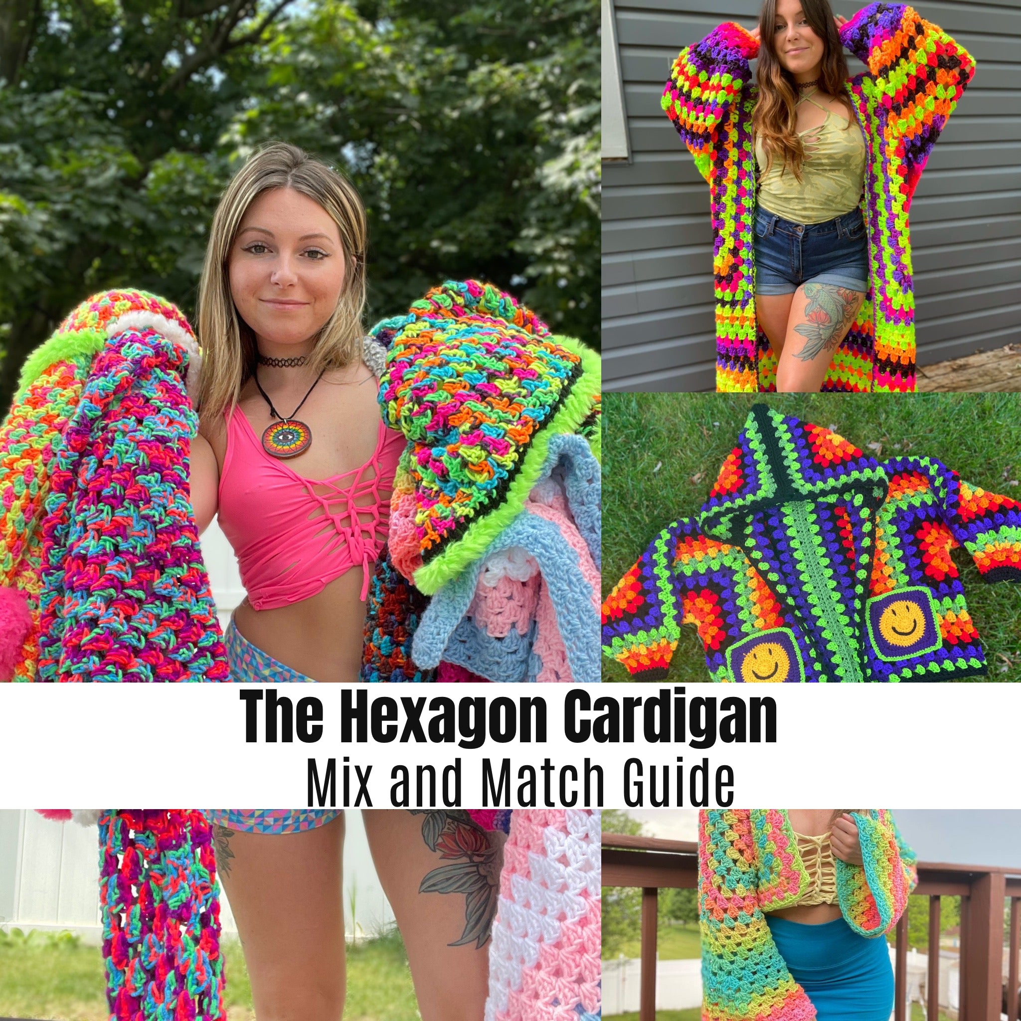 The Mix and Match Hexagon Cardigan - All-in-One Pattern (Oversized, Cr ...